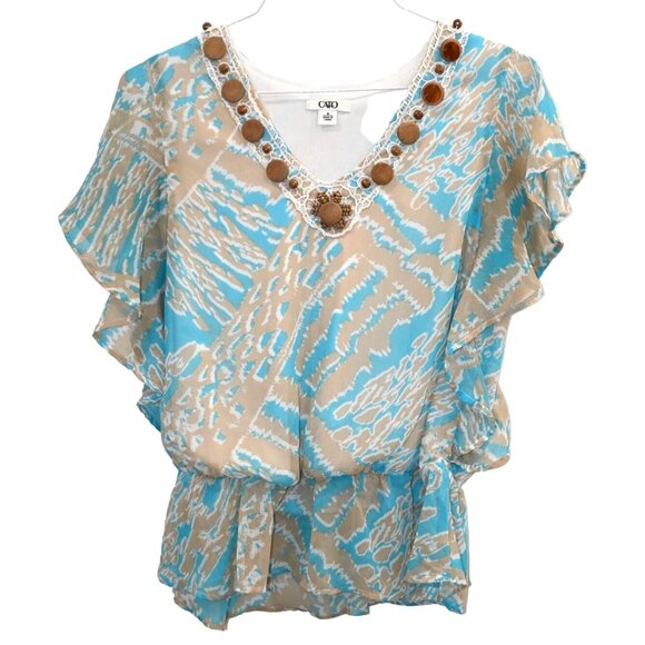 Cato | Tops | Cato Womens Short Sleeve Decorative Blouse Size Medium ...